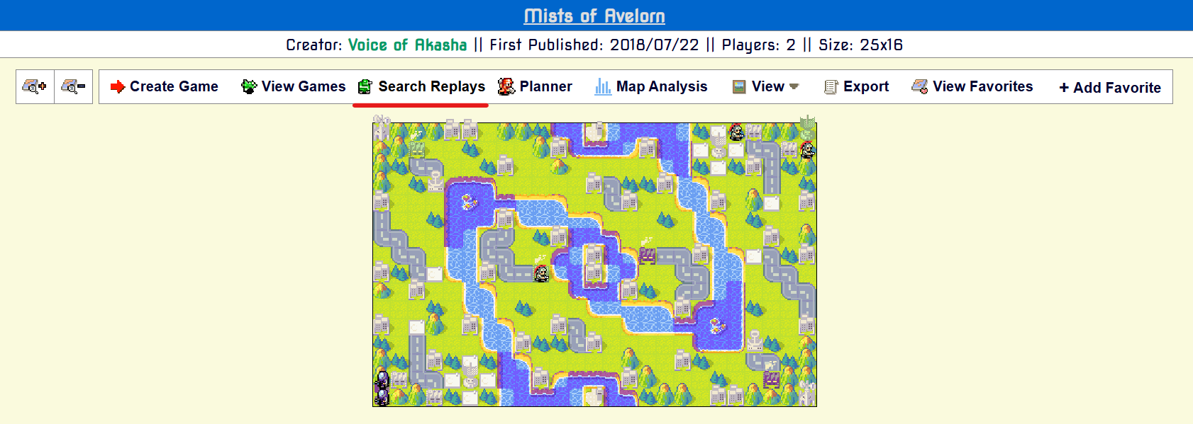 AWBW Maps - Search Replays in Truniht's Archive Button