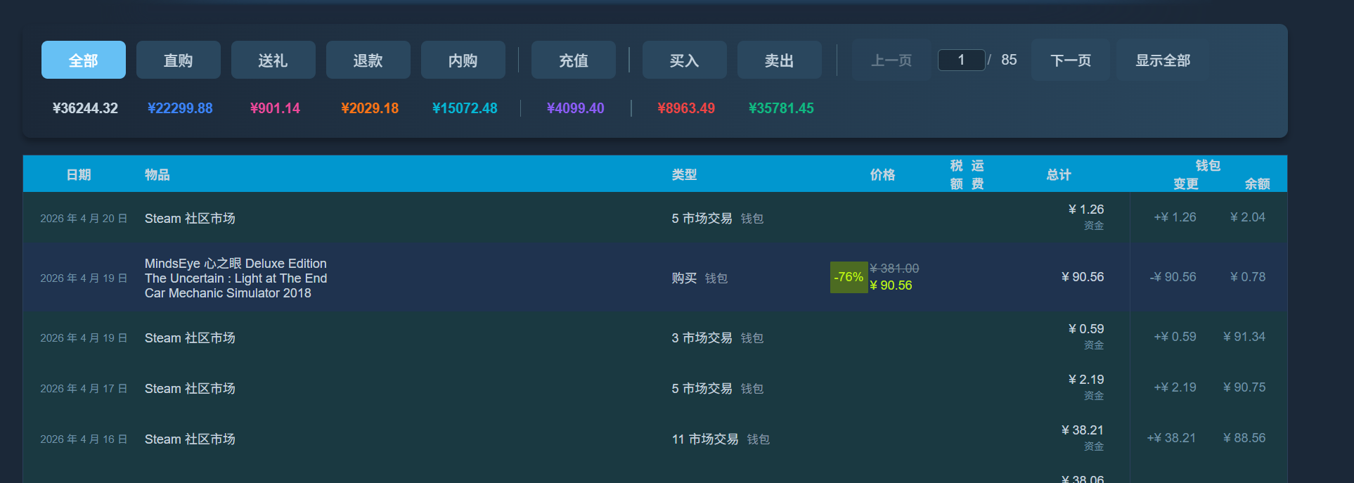 Steam 消费历史分类器