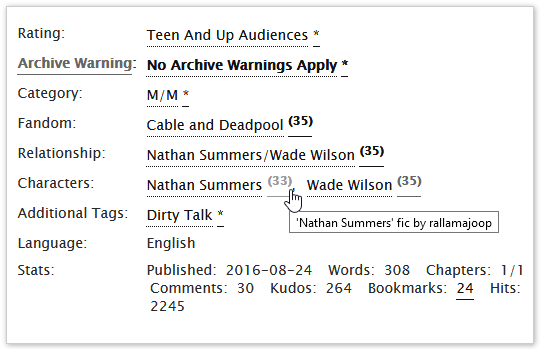 AO3 Author tags Quick search