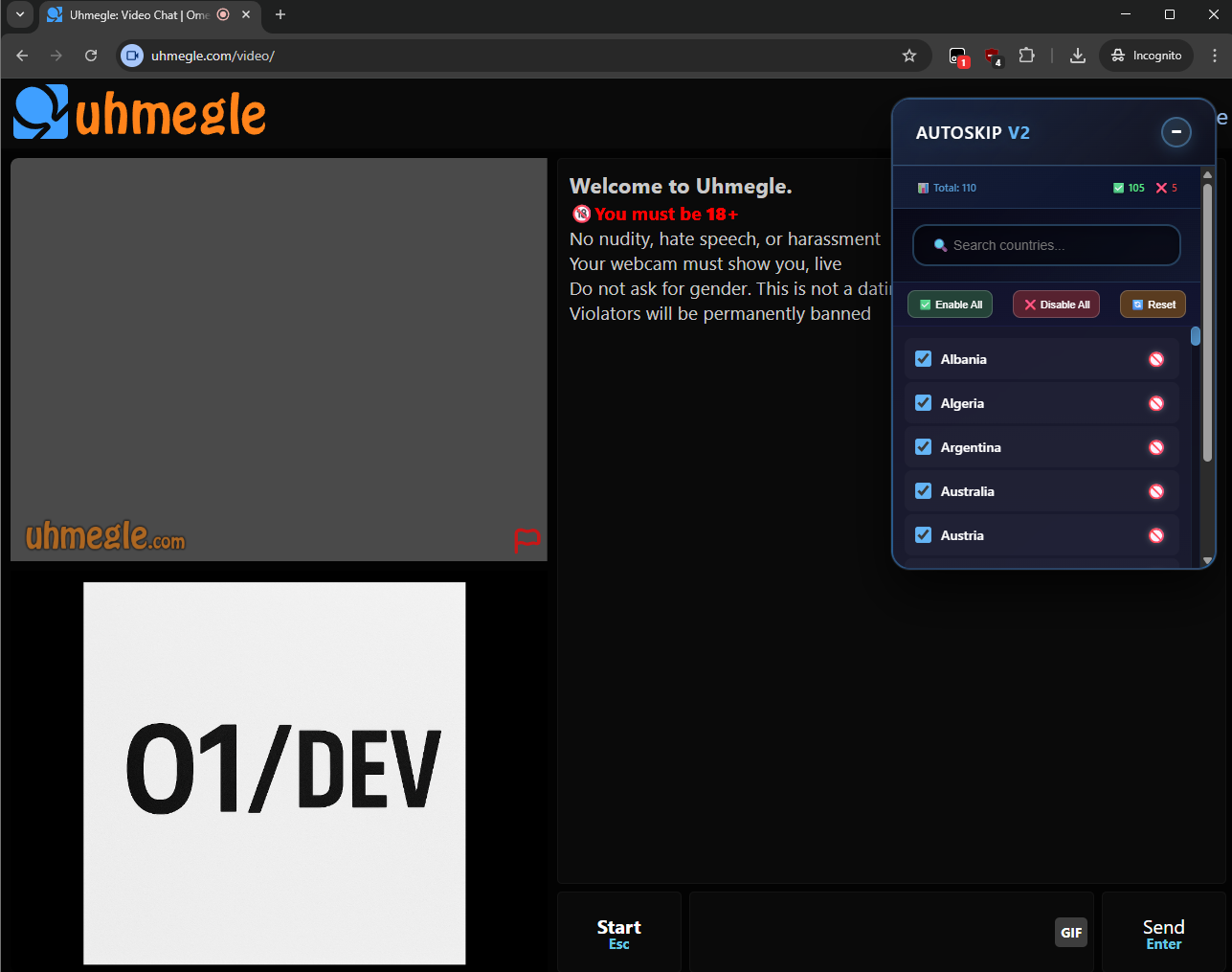 umingle of Uhmegle AutoSkip v3