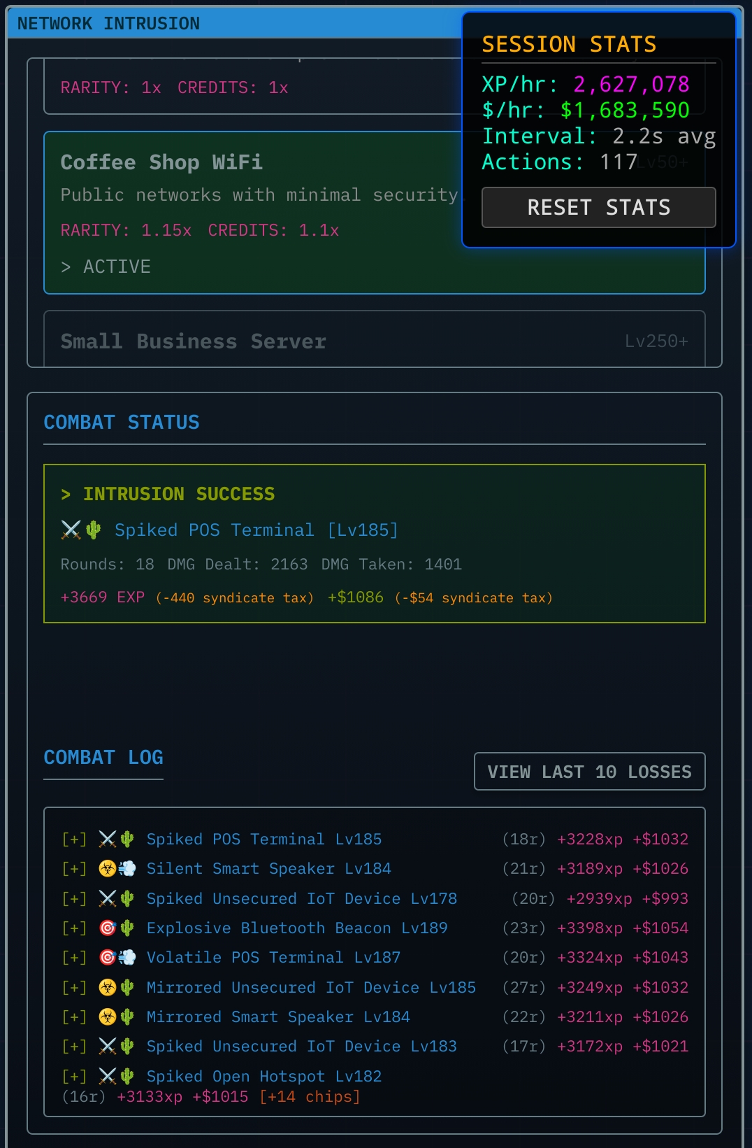 Idle Hacking XP/Money Tracker